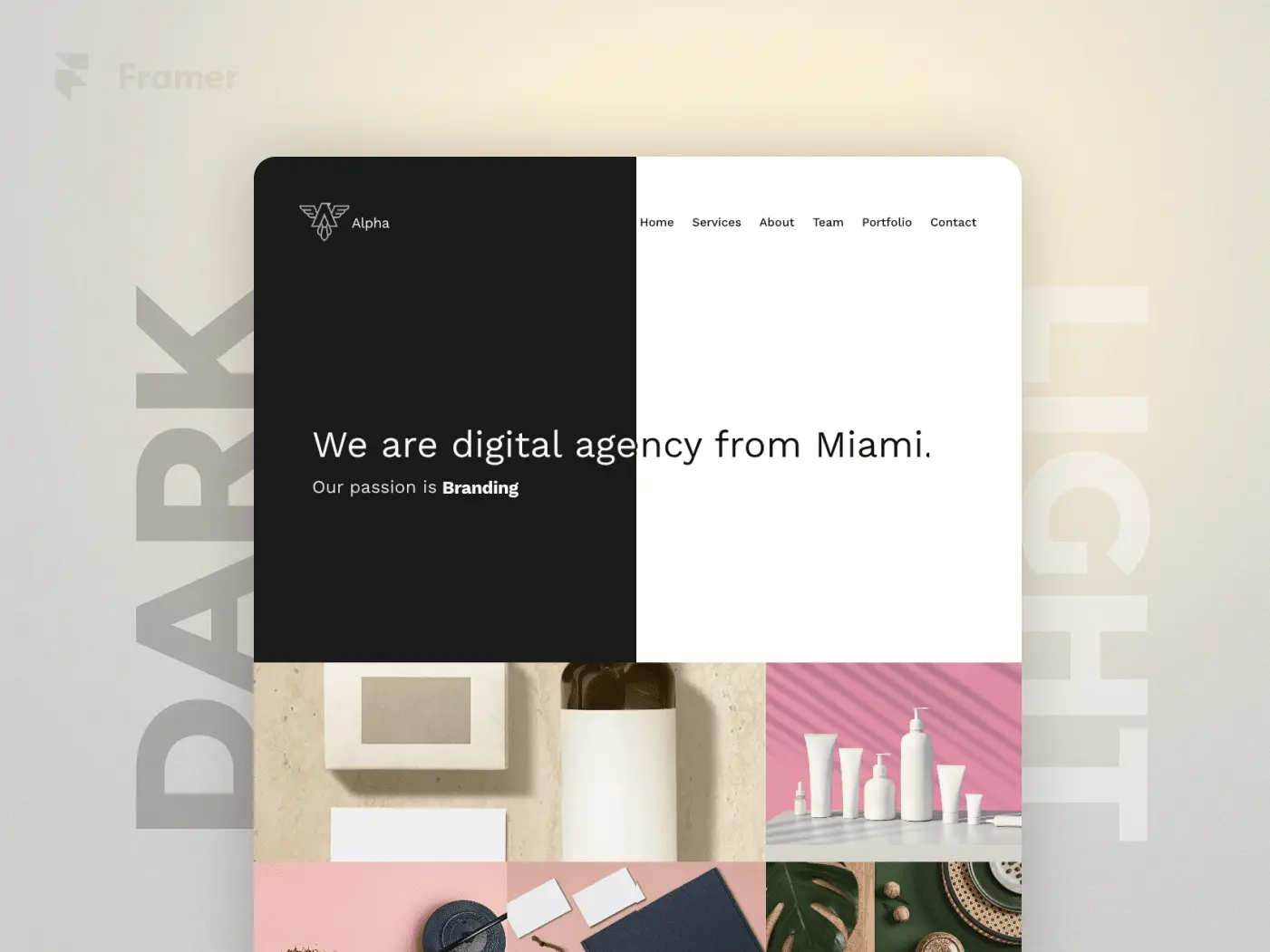 Alpha | Creative Agency and portfolio Framer template